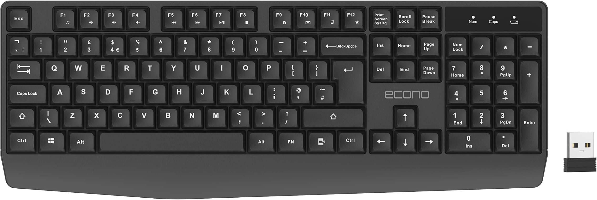 Econo OfficePro Wireless Keyboard 2.4G Slim Full Size Keyboard with ...