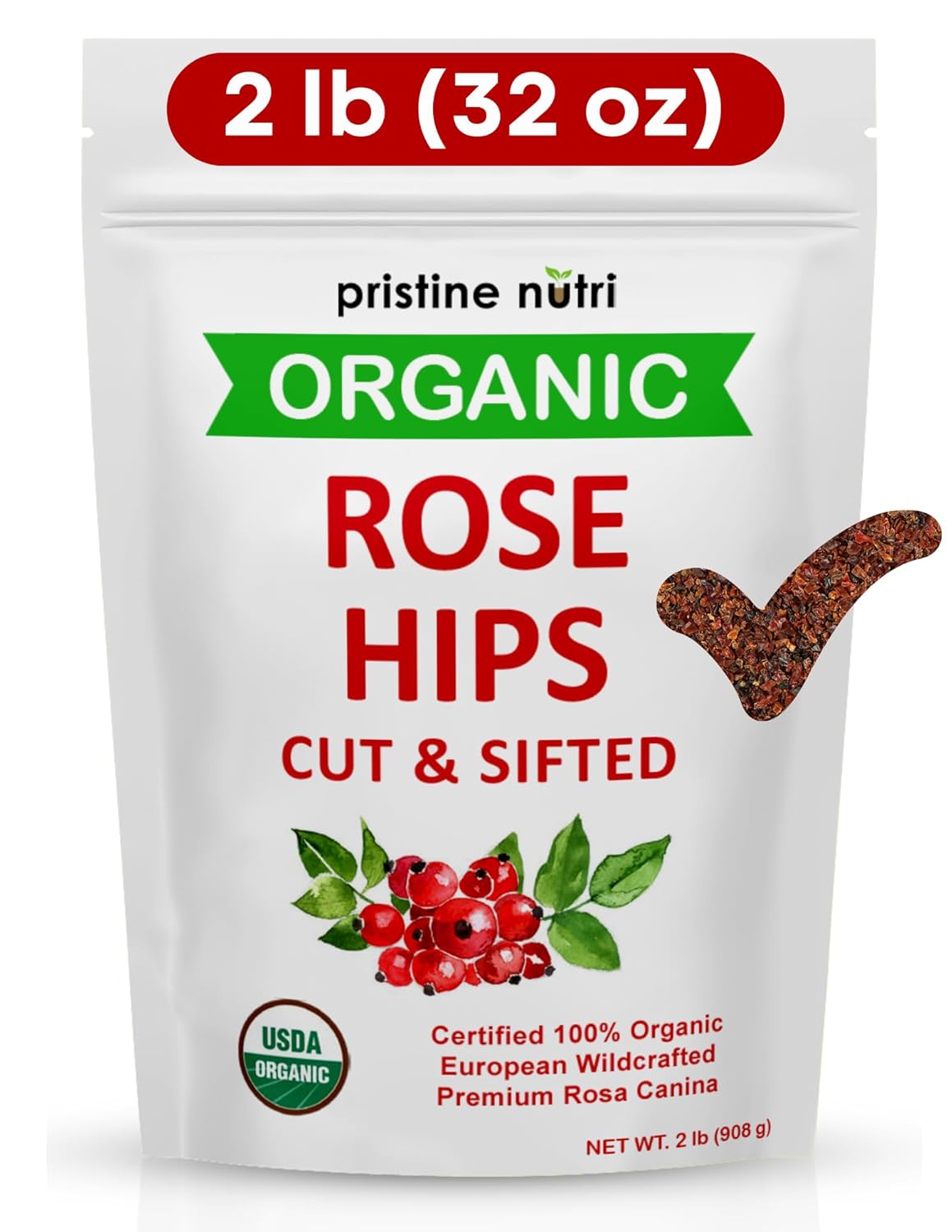 Amazon.com: 2 lb (32 oz) 100% USDA Organic Rose Hips Dried Bulk ...