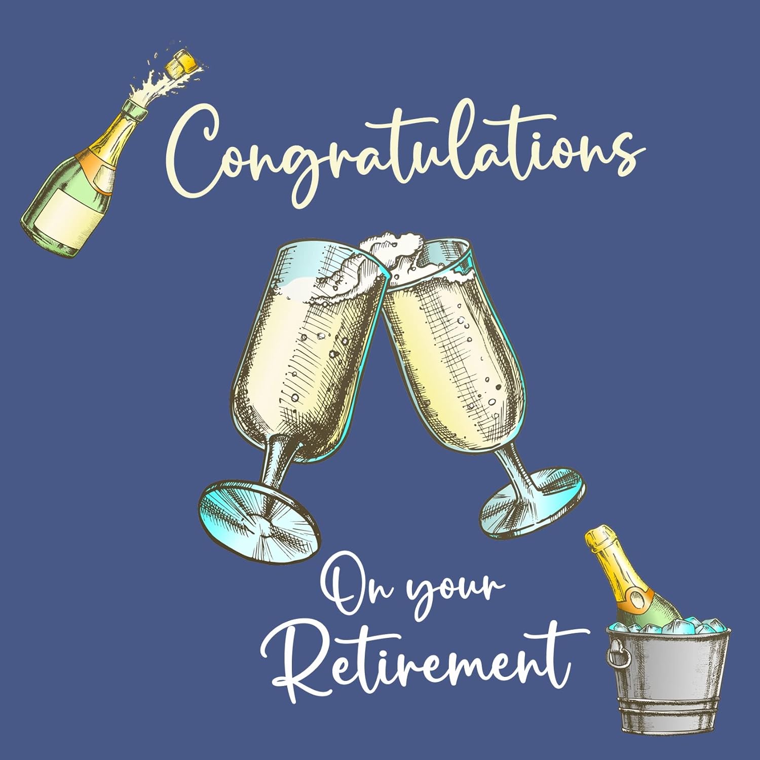 Happy Retirement Congratulations Square Card (Blue) : Amazon.co.uk ...