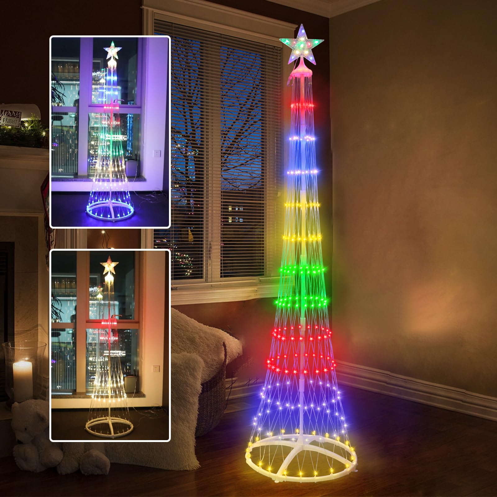 Amazon.com: Taman 7FT Lighted Outdoor Christmas Tree, 260 LED RGB Color ...
