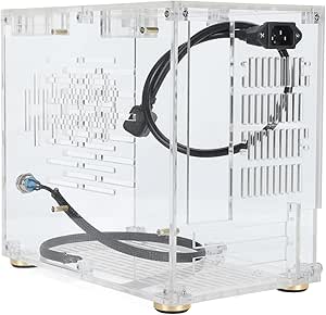 Mini ITX Computer Case, 360 Degree Open Clear Acrylic ITX Case Cooling DIY Desktop Computer ...