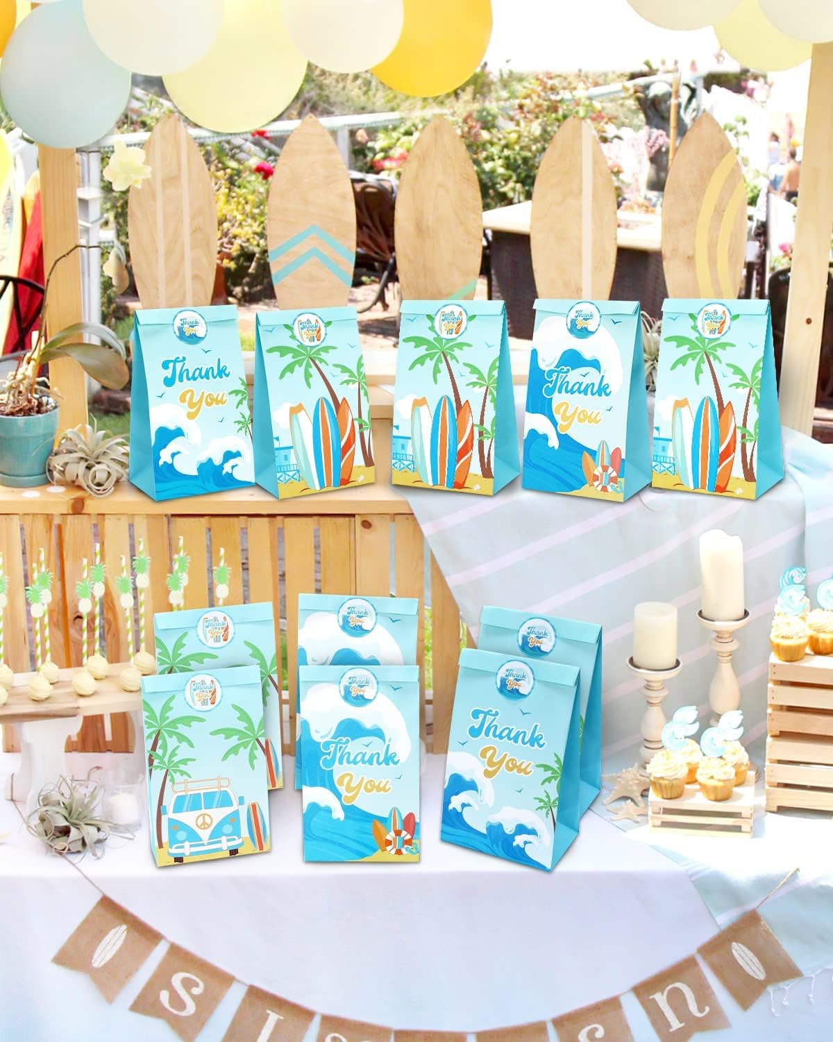Snapklik.com : Levfla Surf Beach Party Favor Bags, 24 Pack Candy Bags