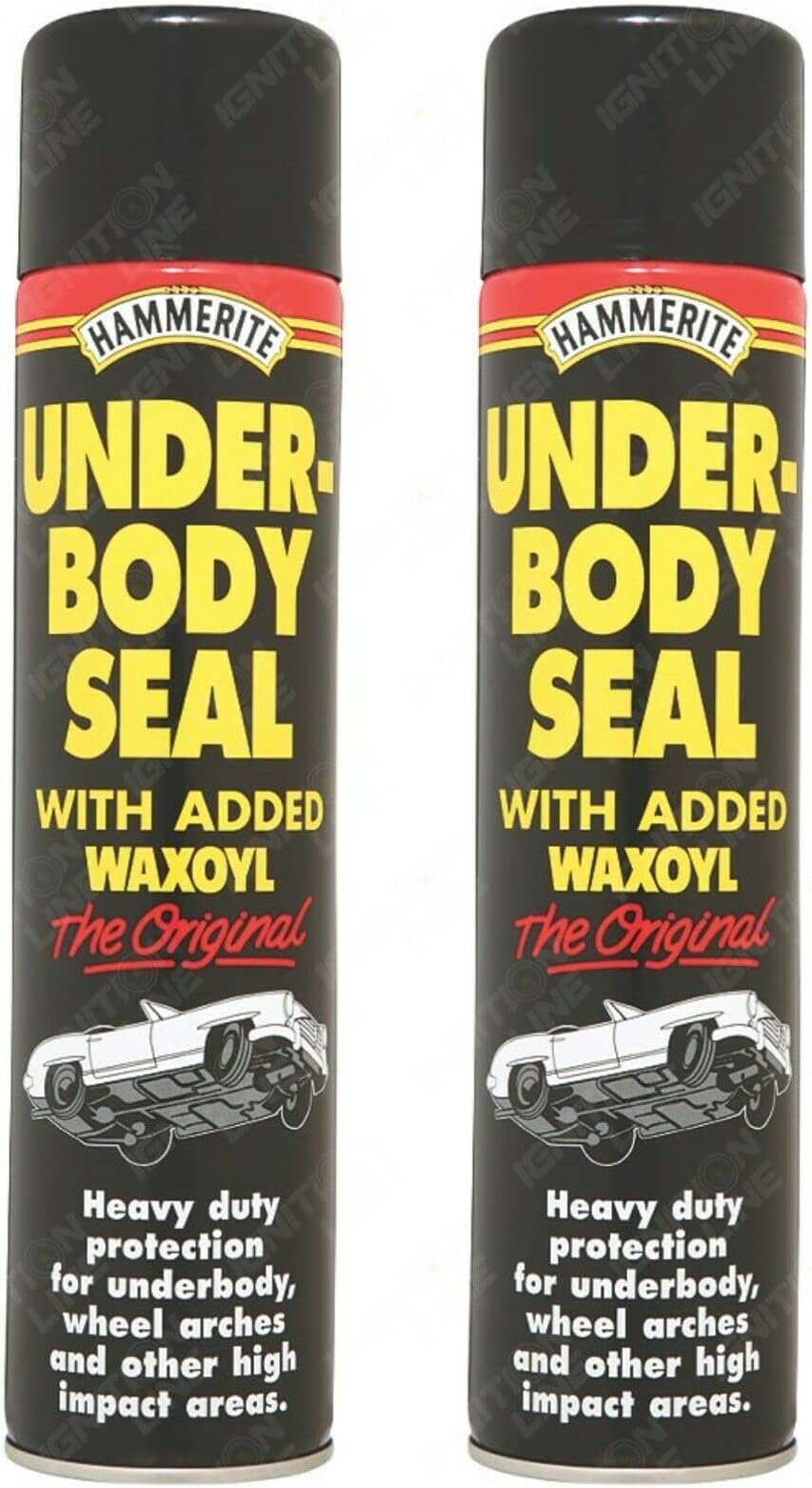 HM Hammerite 2x 600ml Underbody Vehicle Seal With Waxoyl Black ...
