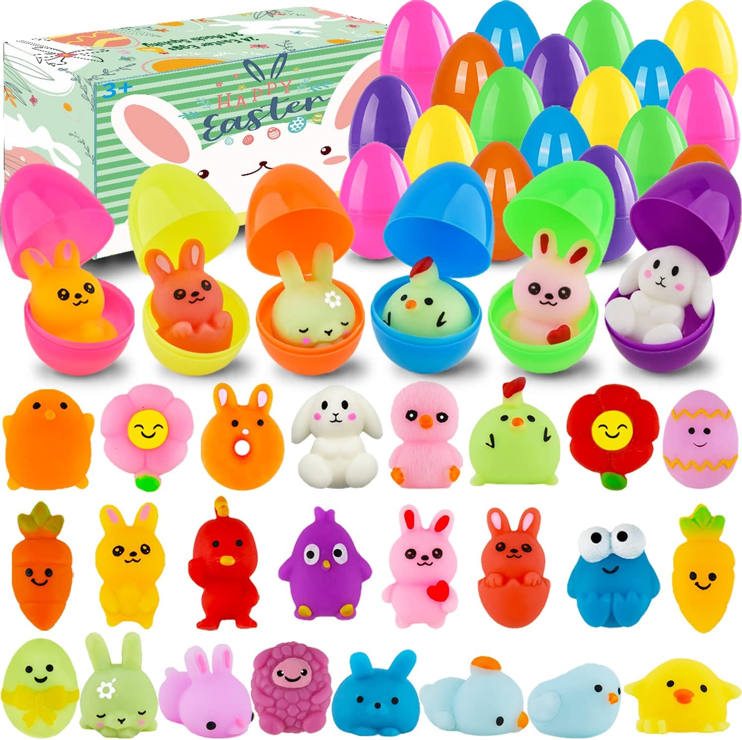 Amazon.com: uscan 24 Pack Easter Eggs with Mochi Squishy Toys Inside ...
