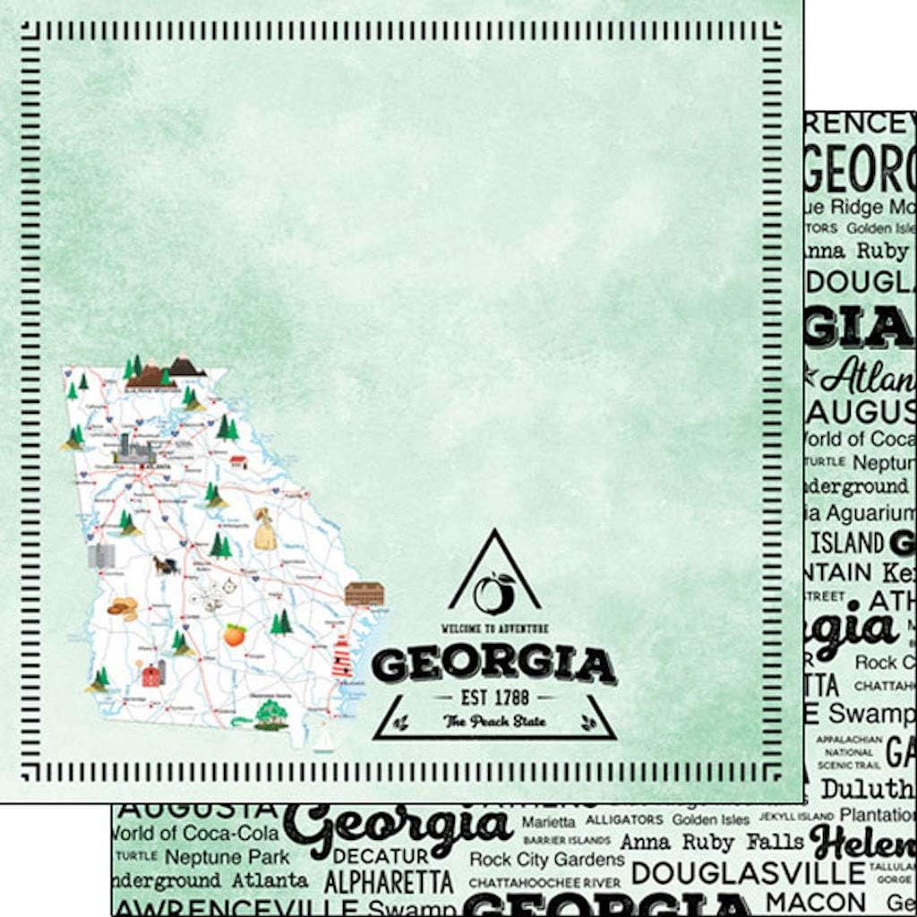 Amazon.com: Scrapbook Customs 39431 Georgia Postage Map 12" x 12 ...