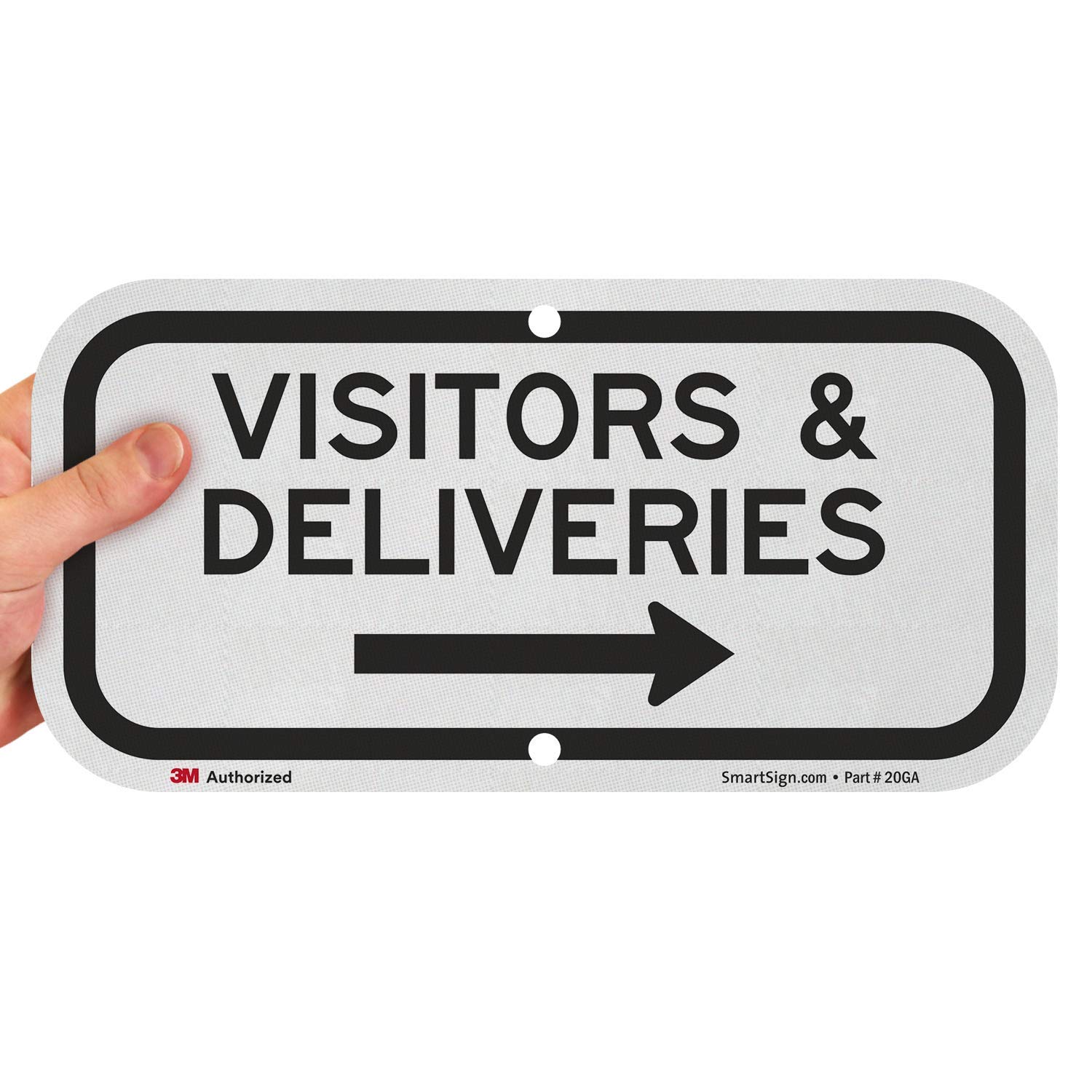 SmartSign "Visitors & Deliveries" Sign with Right Arrow | 6" x 12" 3M ...