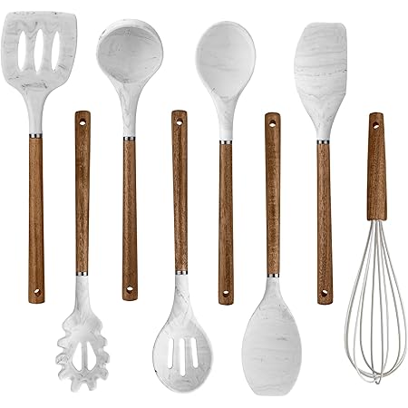 Amazon.com: COOK WITH COLOR 8 Pc Non Stick Silicone Utensil Set with ...