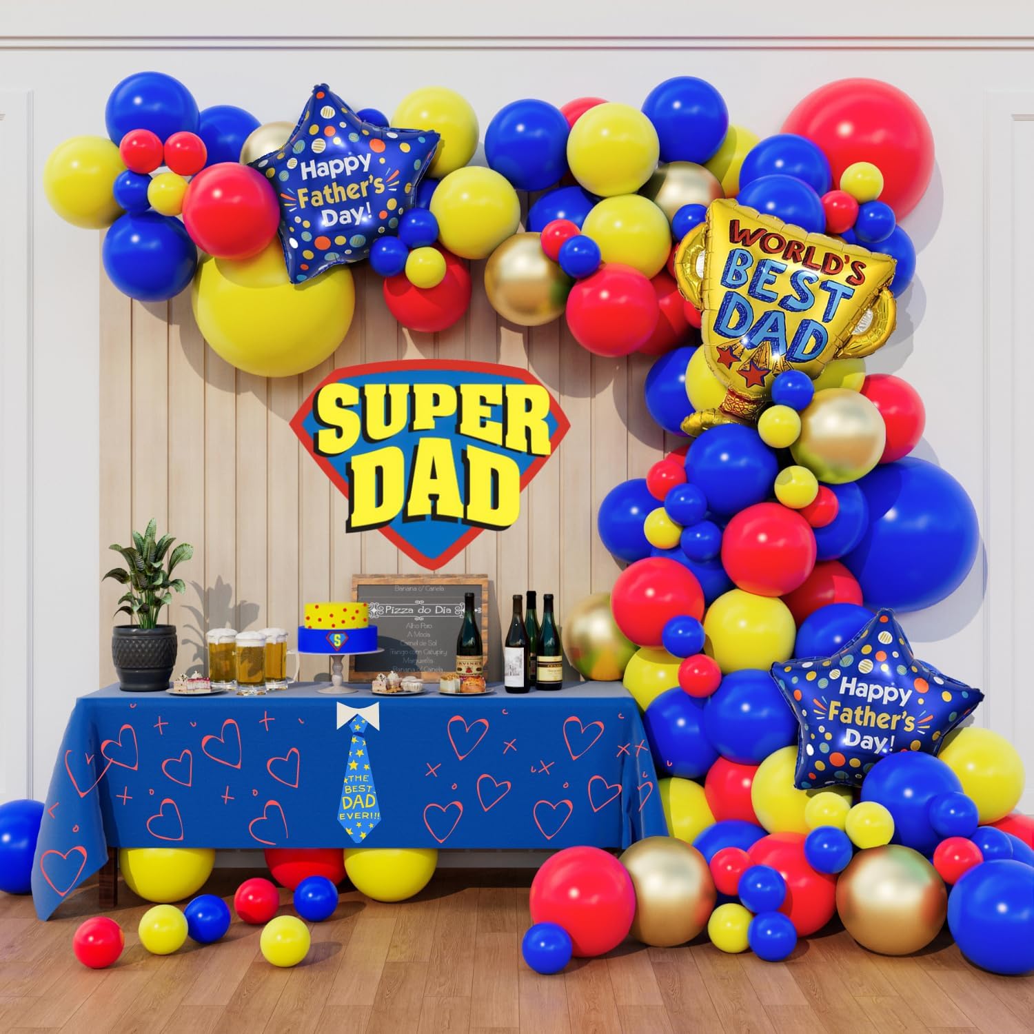 Amazon.com: Beaumode Fathers day Balloon Arch Garland Kit Yellow Red ...