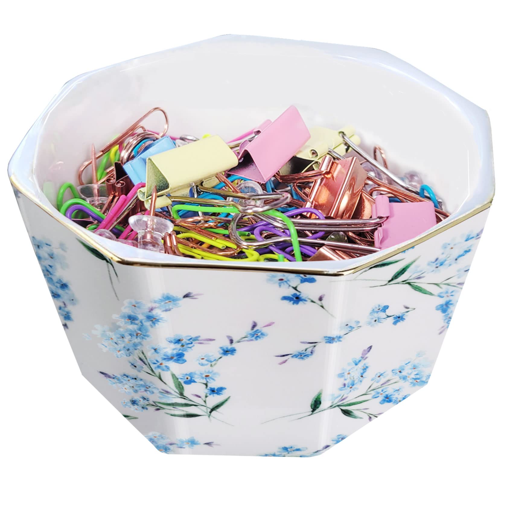 Amazon.com : LEAZUL Ceramic Paper Clip Holder With Gold Line Geometric ...