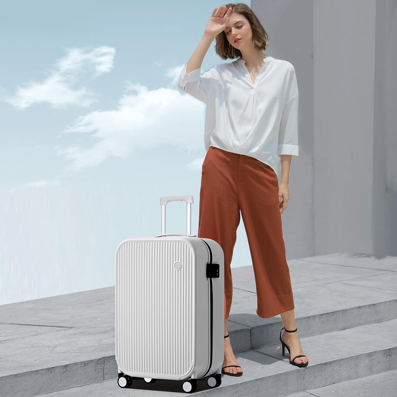 Snapklik.com : Mixi Hardside PC Suitcase 20 Inch Carry On Luggage Spinner Wheels TSA