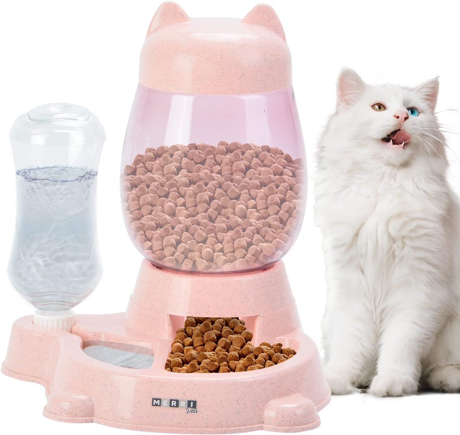 Pet Supplies : Cat Food and Water Dispenser Set, Cat Feeder for Indoor ...