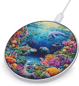 Amazon.com: Sea Turtles Dolphins Tropical Fish Coral Wireless Charger ...
