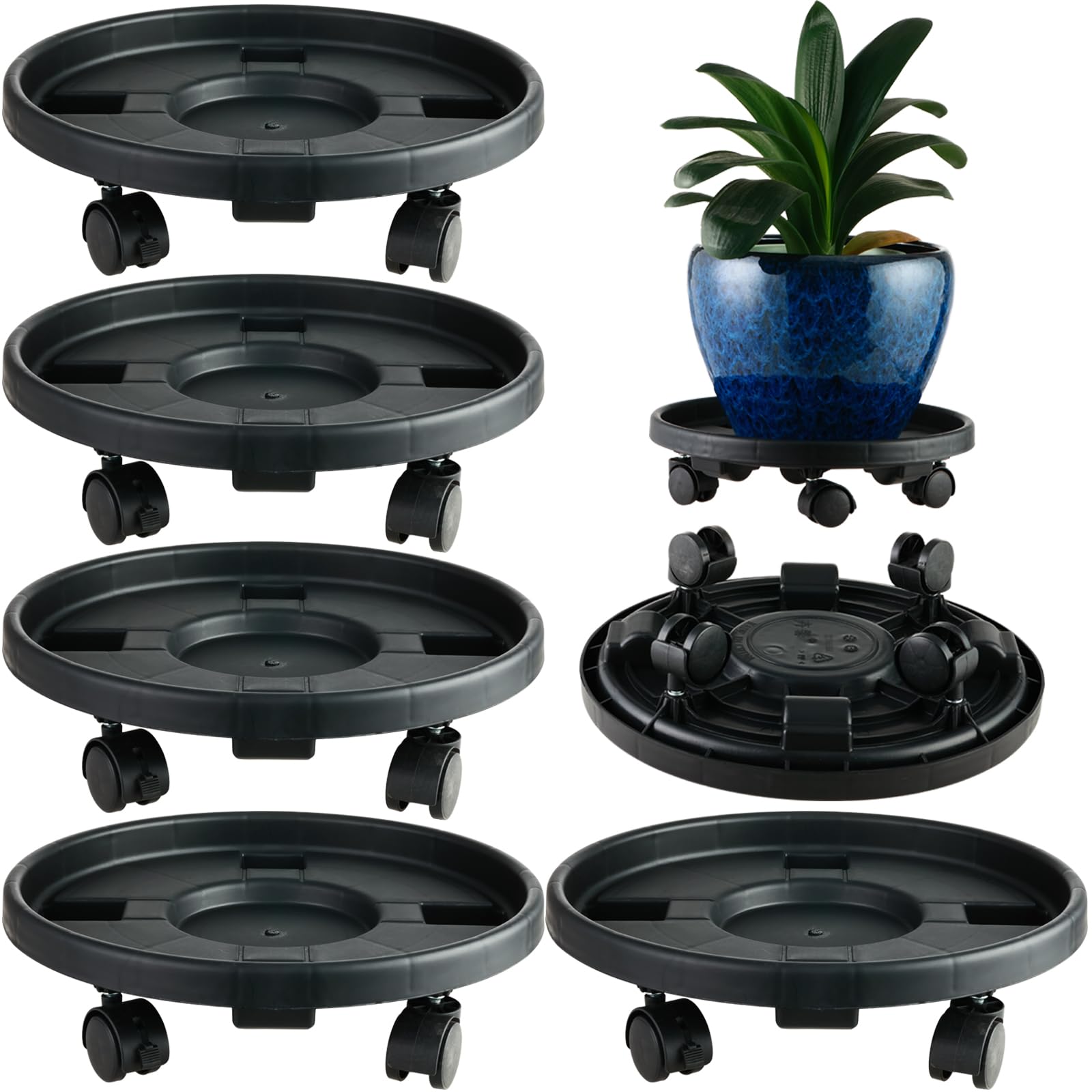Amazon.com: 5 Pakcs Large Plant Caddy with Wheels 15.8" Rolling Plant ...