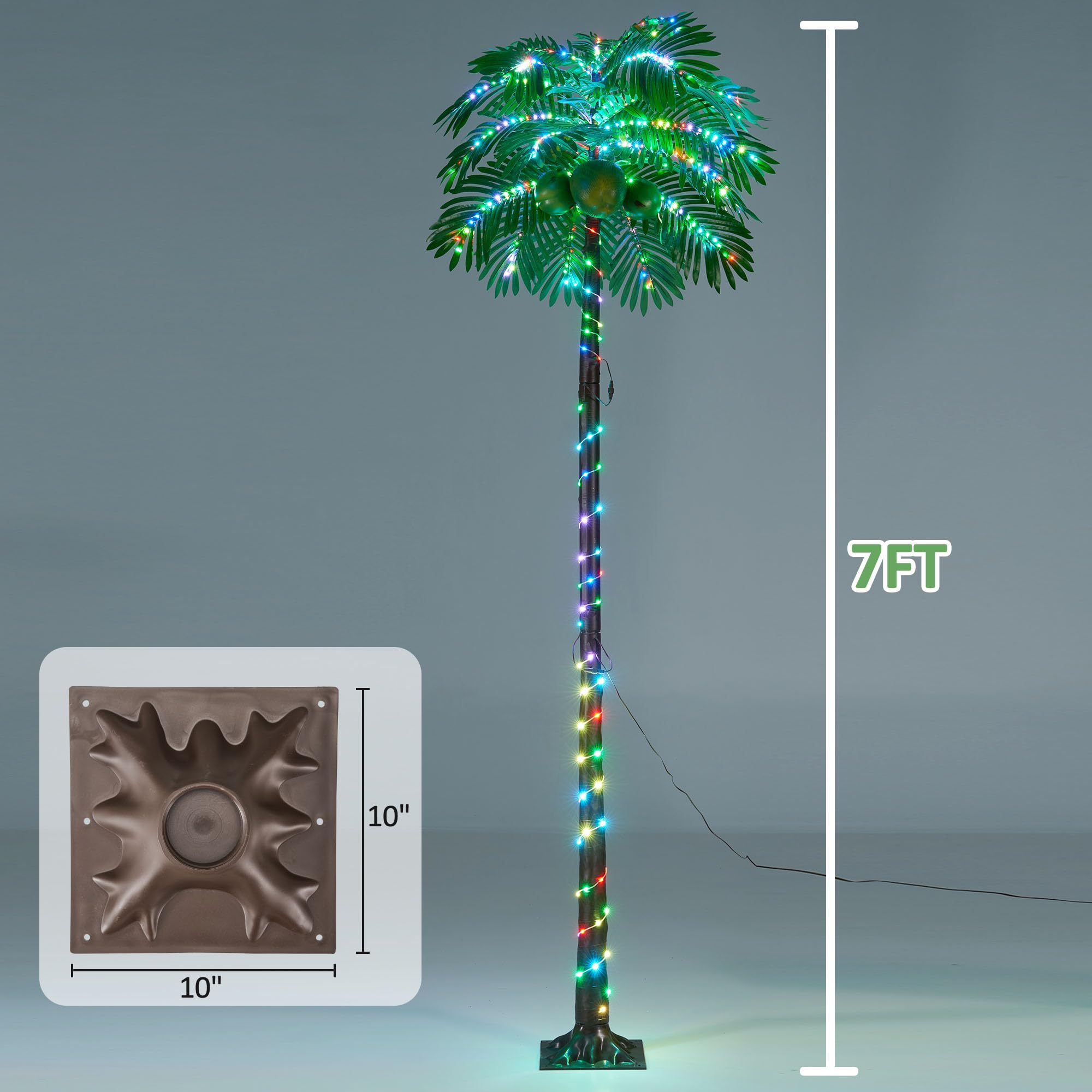 Spurgehom 7FT 460 LED Lighted Palm Tree with Coconuts Color Changing ...