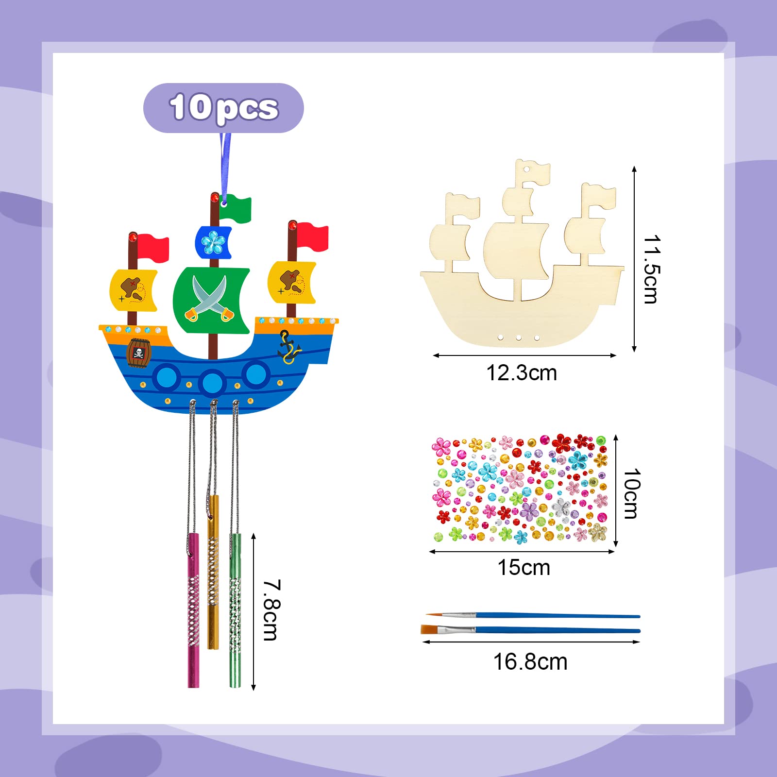 Snapklik.com : 10 Pack Wind Chime Kit For Kids Make Your Own Pirate ...
