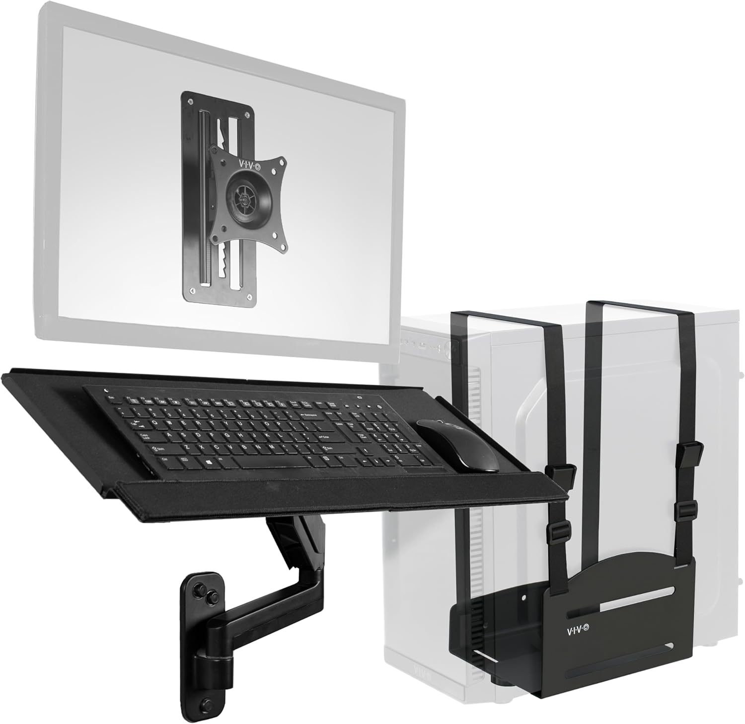 VIVO Sit-Stand 43cm to 81cm Single Monitor Wall Mount with Pneumatic ...