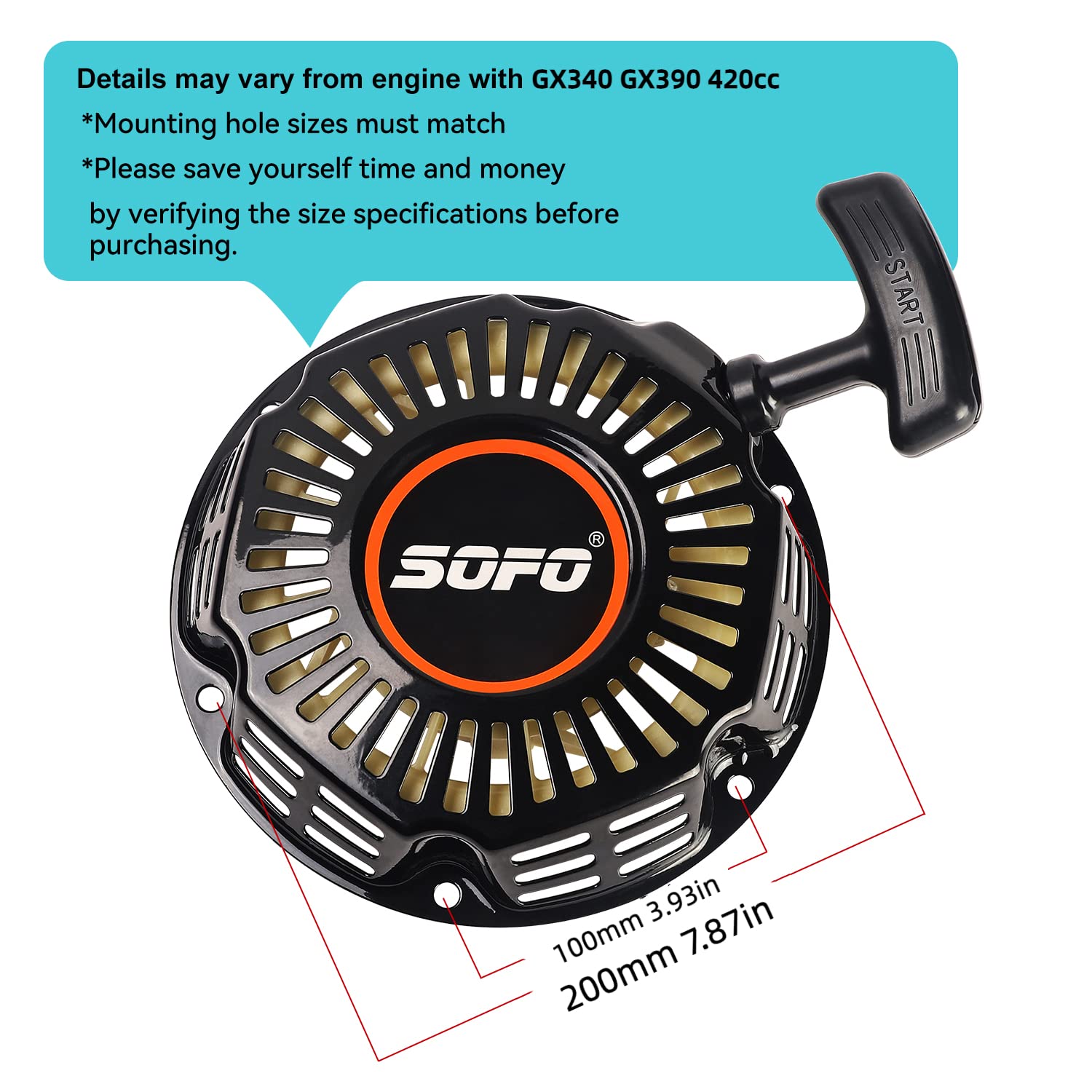 Snapklik.com : SOFO For Honda GX390 Pull Cord Starter - Pull Start ...