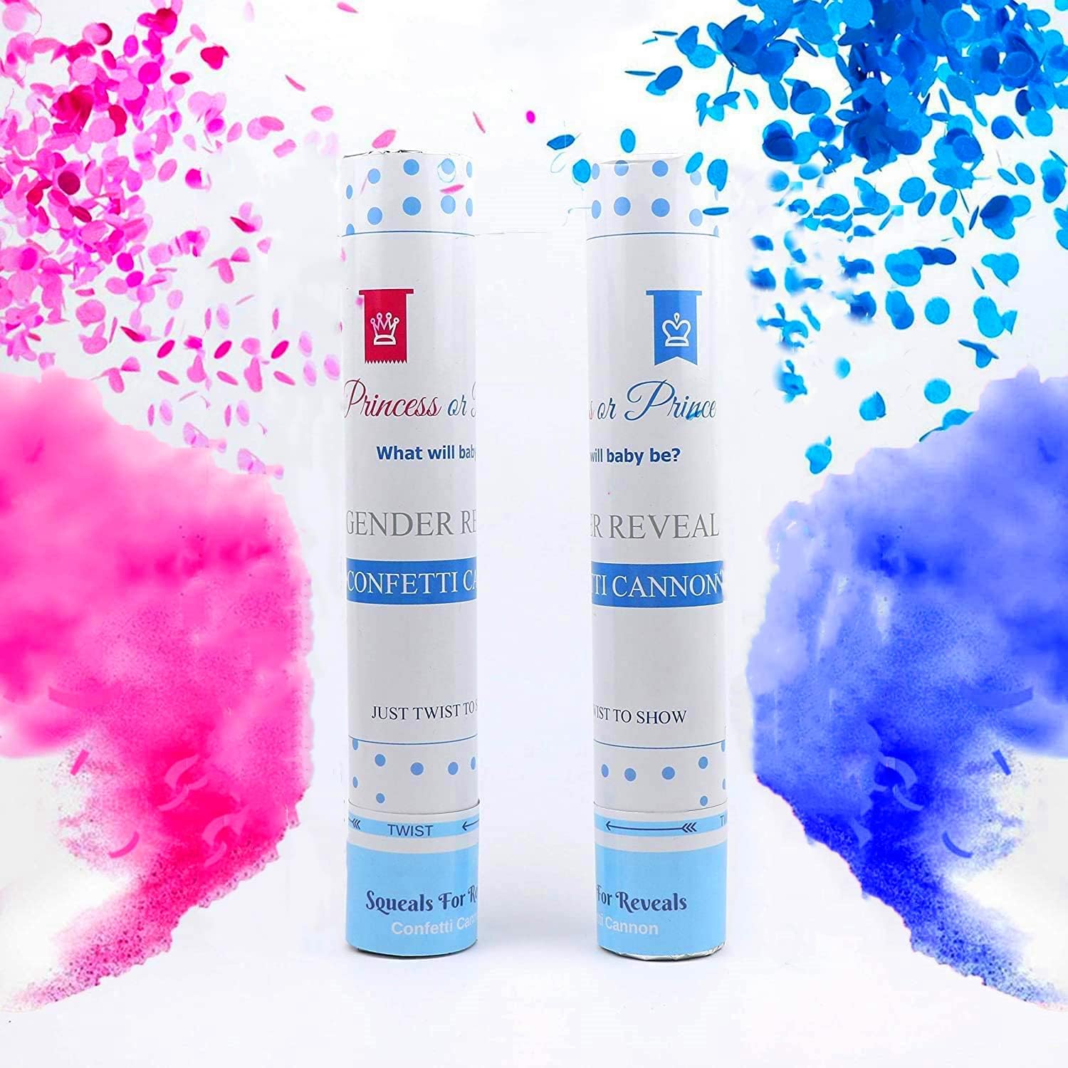 Amazon.com: Baby Gender Reveal Confetti Cannon with Color Corn Powder ...
