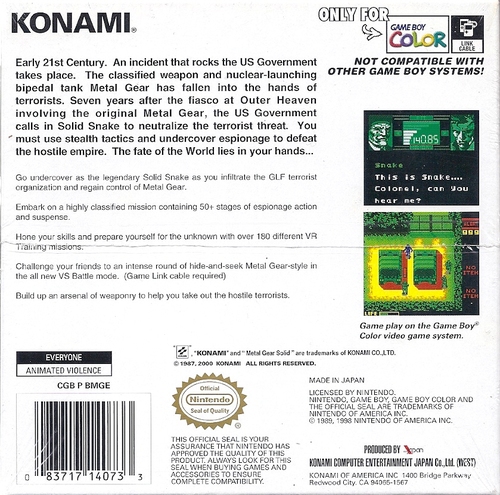 Amazon.com: Metal Gear Solid - GameBoy Color : Video Games