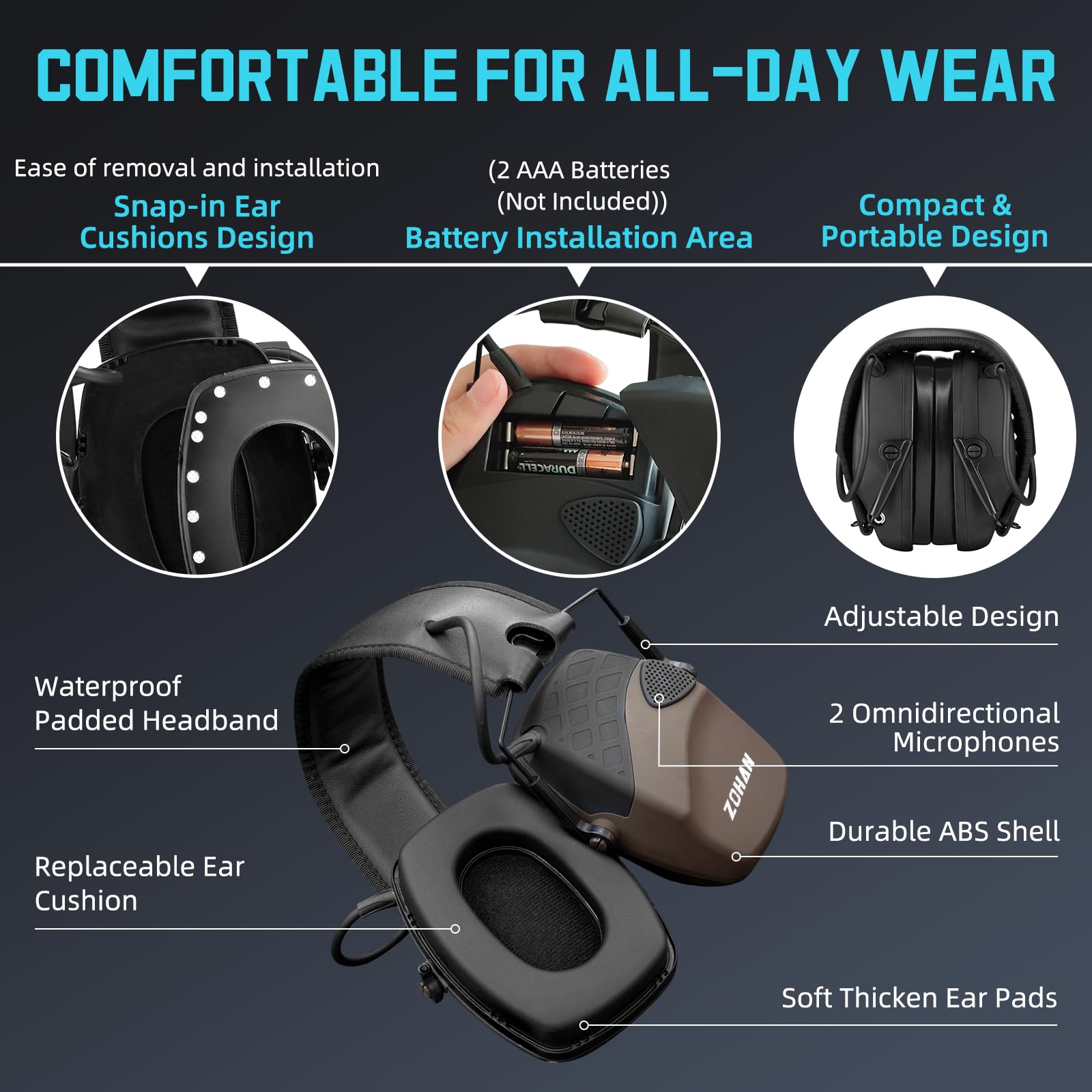 Snapklik.com : ZOHAN EM054 Electronic Ear Protection For Shooting Range