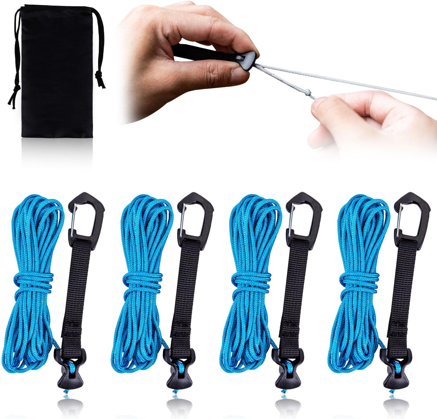 4M Reflective Tent Guy Ropes - Ultralight Outdoor Tent Guide Rope with ...