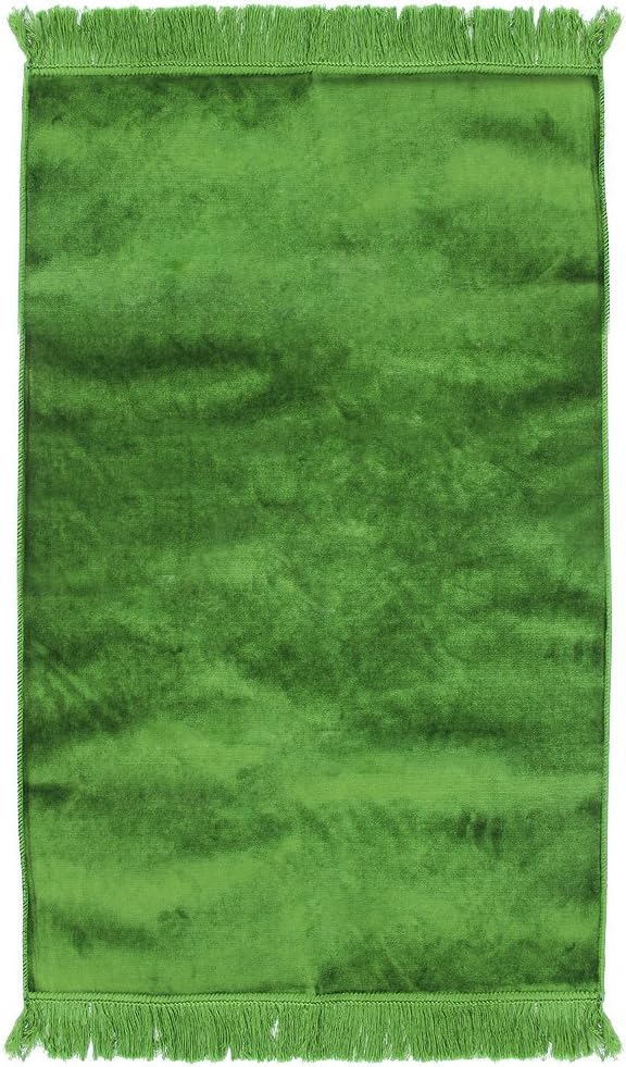 Amazon.com: Solid Plain Janamaz Sajadah Leaf Green Color Velour Sajda ...