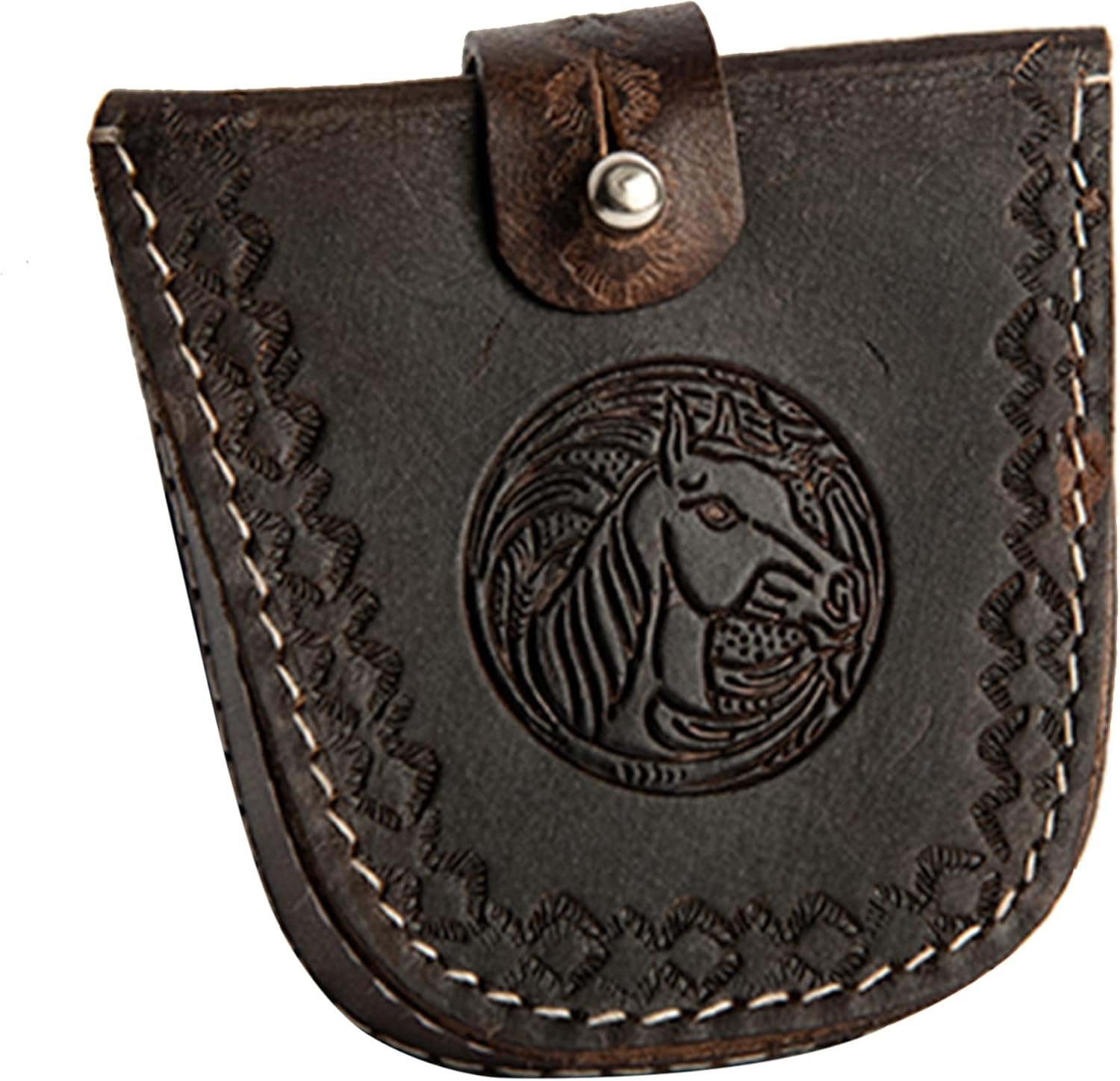 Hulara Top Grain Buff Leather Horse Tooling Ammo Pouch for .38 .45 22LR ...