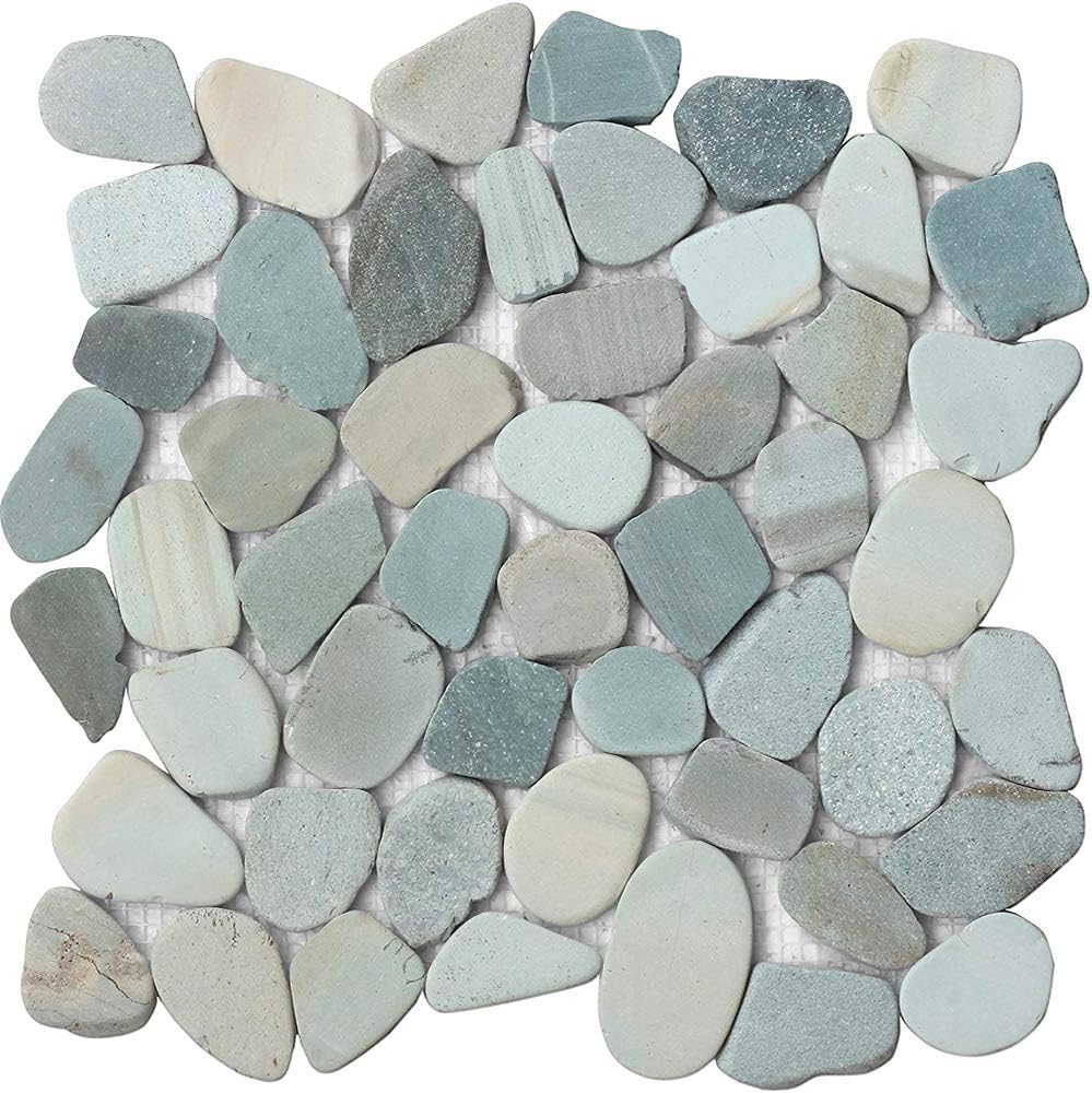 FuStone Decorative Tiles Interlocking Tumbled Pebble Tiles (1-Sheet ...