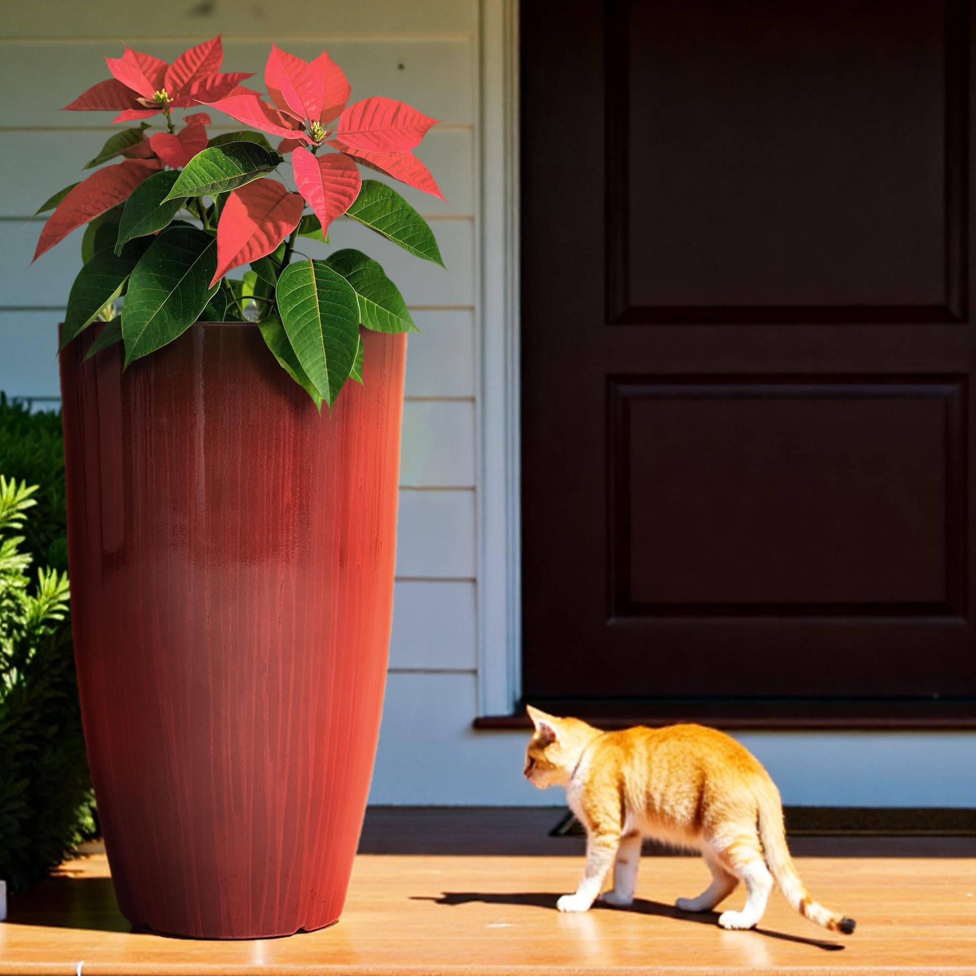 Red Large Outdoor Planters Enclave Round 550 (Dia. 55cm) And 650 (Dia.