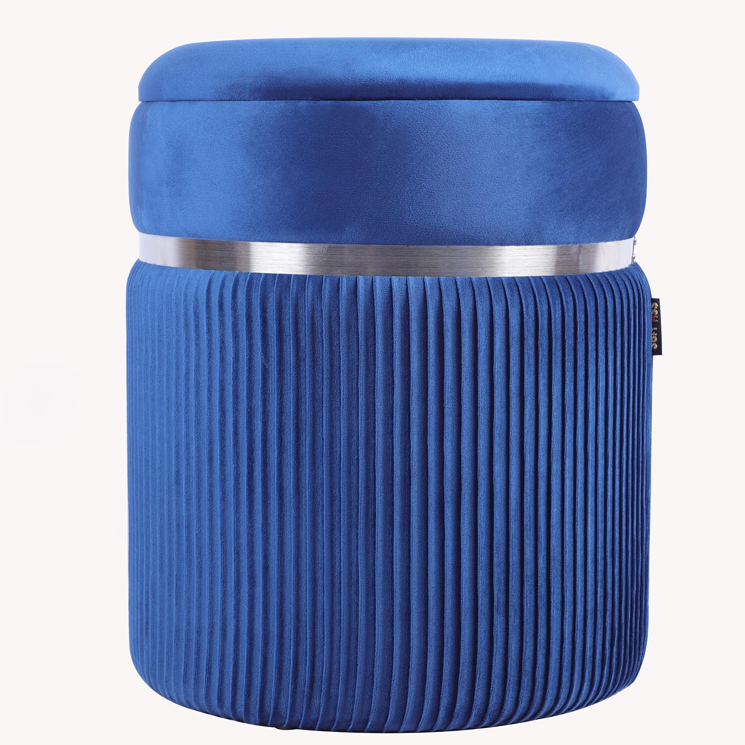 SOFT Round Velvet Storage Ottoman Footstool 3D Wrinkle Stitching ...