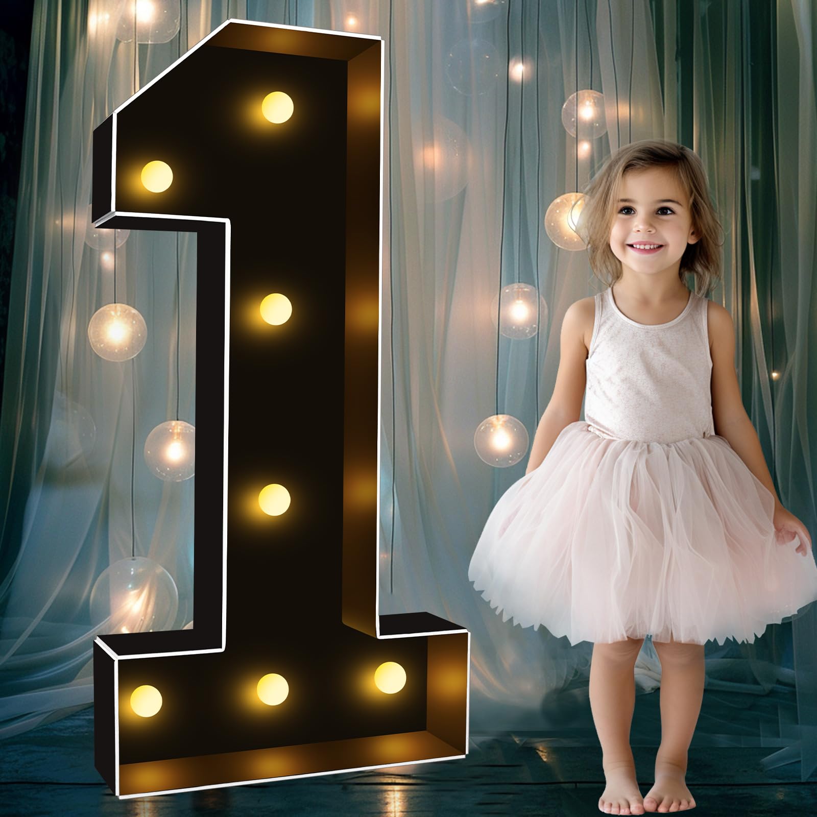 Amazon.com: Ledido 3FT Marquee Light Up Numbers Black Mosaic Numbers ...