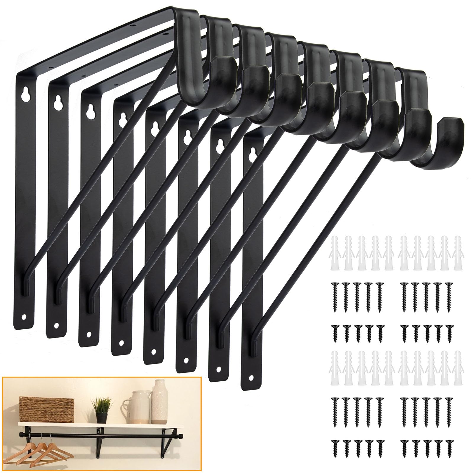 Amazon.com: LANMIERT 8 Pack Heavy Duty Closet Rod Bracket 11”x11 ...