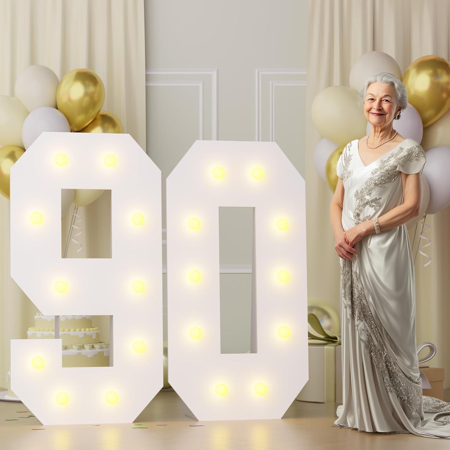 Amazon.com: Bugame 4FT 90 Marquee Numbers, Big 90 Light Up Numbers for ...