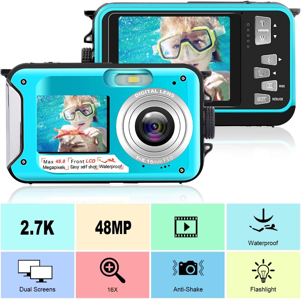 Amazon.com : Waterproof Camera Full HD 2.7K 48 MP Underwater Camera ...