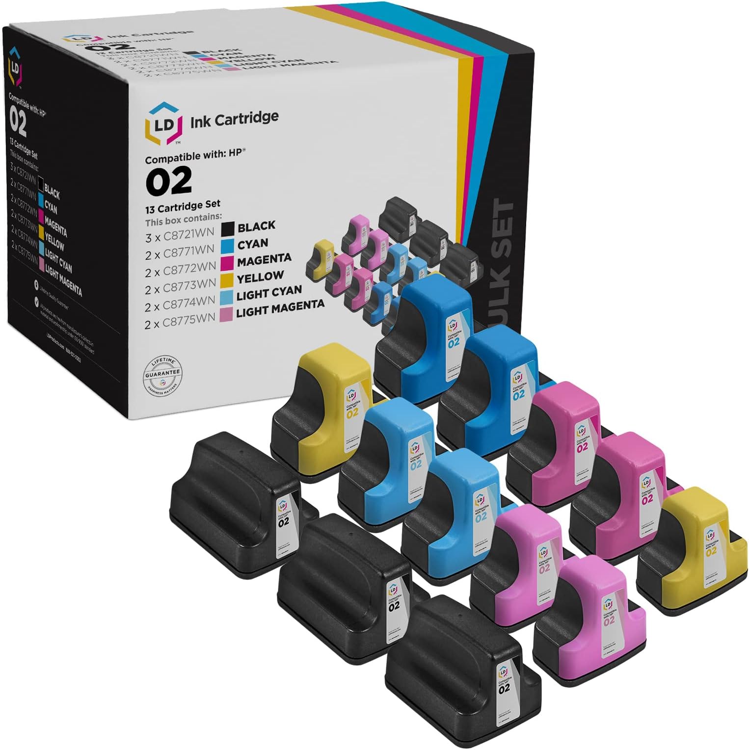 Amazon.com: ANNJETPRINT Remanufactured for hp 02 Ink Cartridges ...