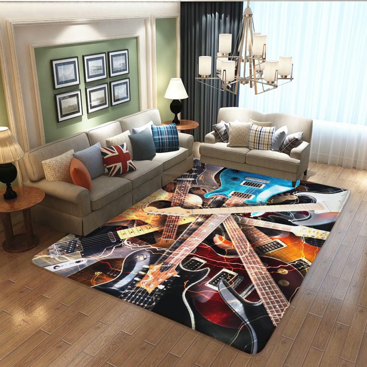 Amazon.com: Electric Guitar Rug Musical Instrument Guitar Pattern Area ...