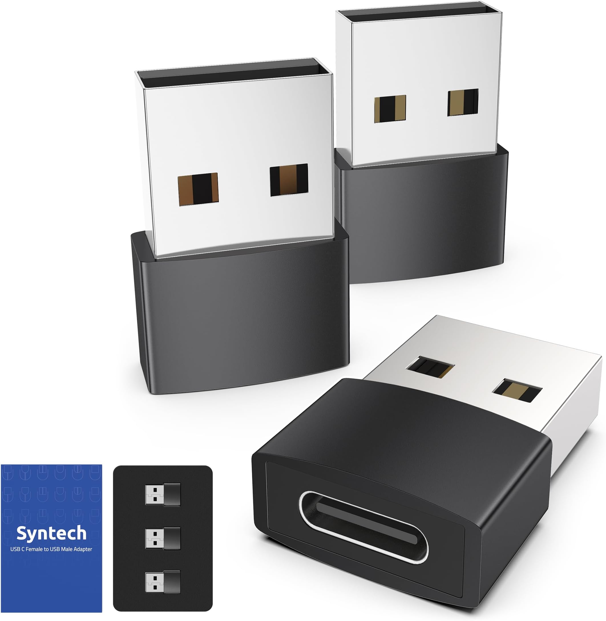 Syntech USB C Female to USB Male Adapter Pack of 3 Type C to USB A ...