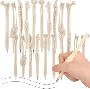 MINGZE Ballpoint Pens, 0.7mm Black/Blue ink, Creative Novelty Bone ...