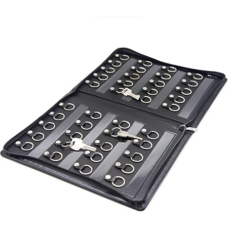 OFFIDIX Leather Zippered Key Case, Large Portable Key Cabinet, 40 Key ...