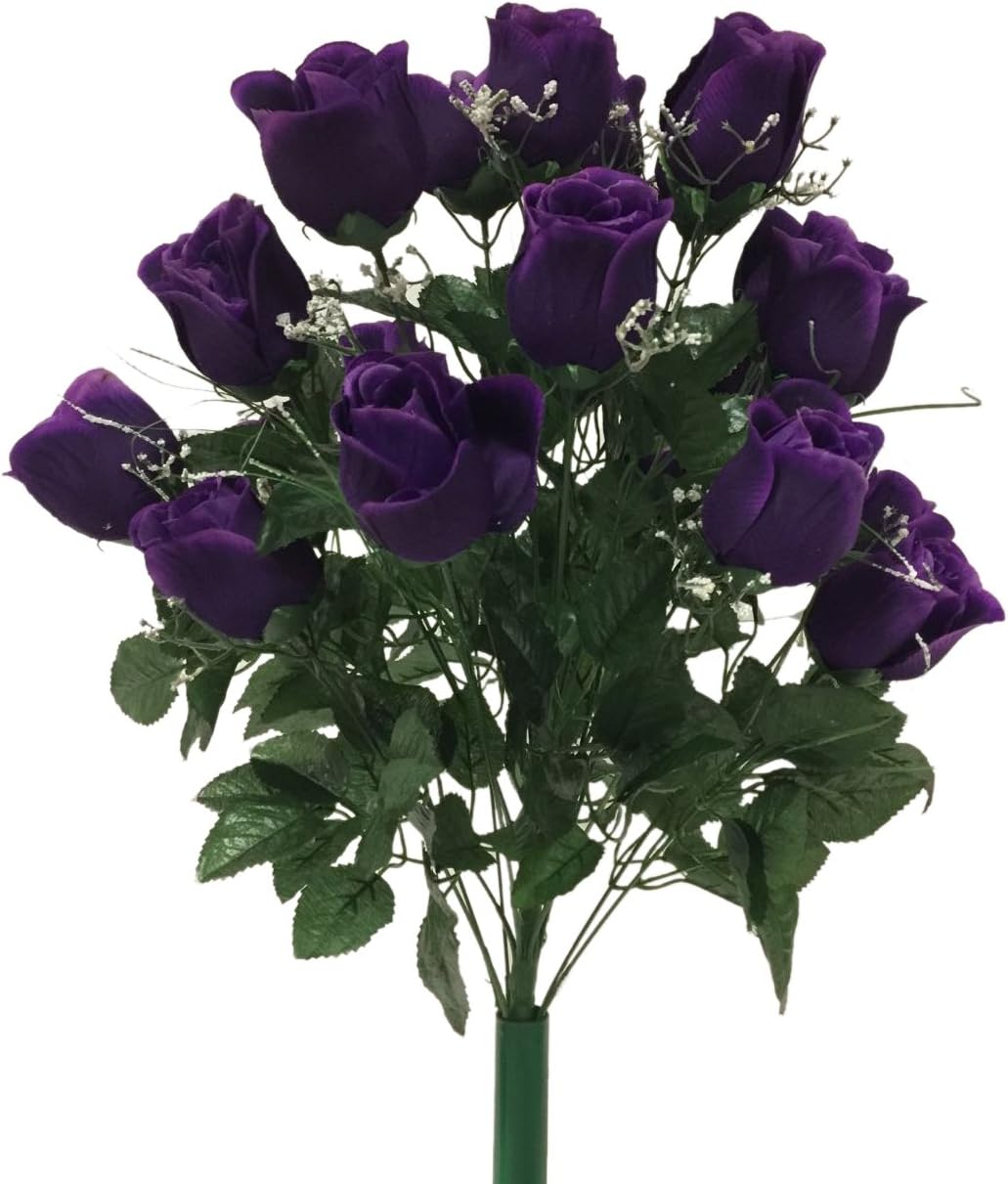 Amazon.com: AMERIQUE Gorgeous Set of Real Touch Purple Rose Artificial ...