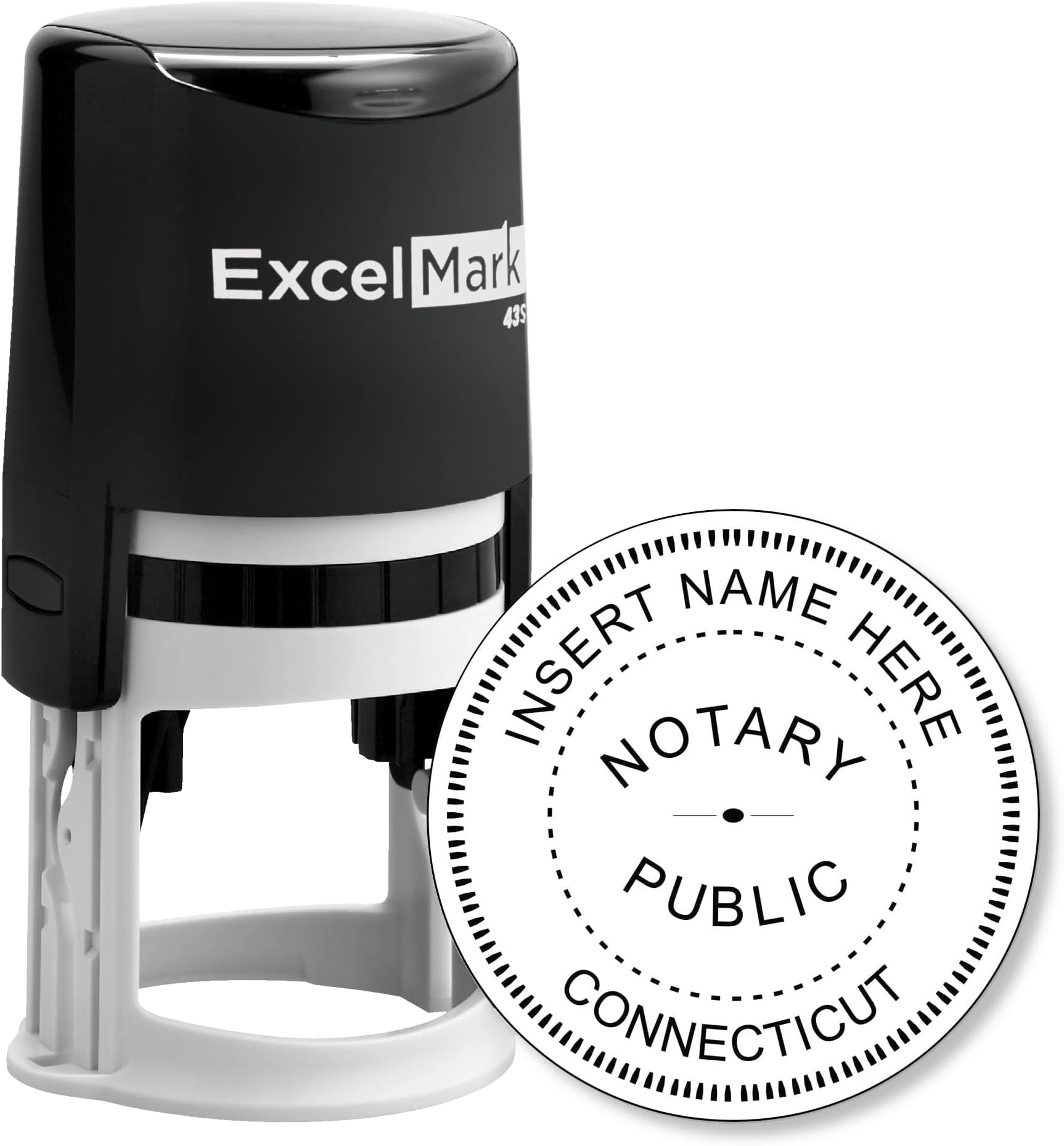 Amazon.com : ExcelMark A-43 Self-Inking Round Rubber Notary Stamp ...