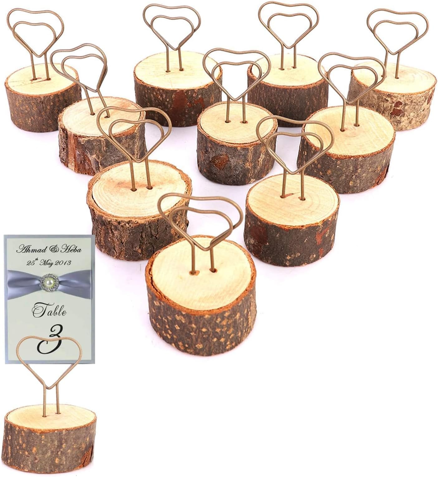 STORMSHOPPING 10 PCS Rustic Wood Place Card Holders and 10 PCS Kraft ...