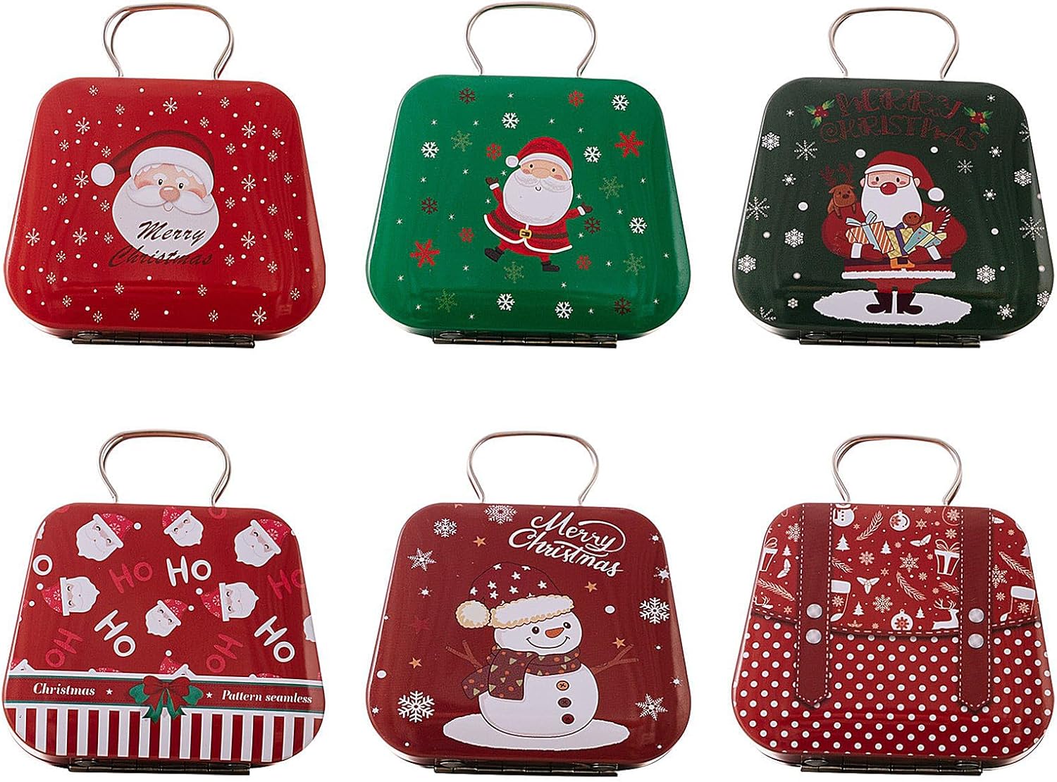 Amazon.com: 6 PCS Christmas Tin Box, Handbag Shaped Metal Cookie Tins ...