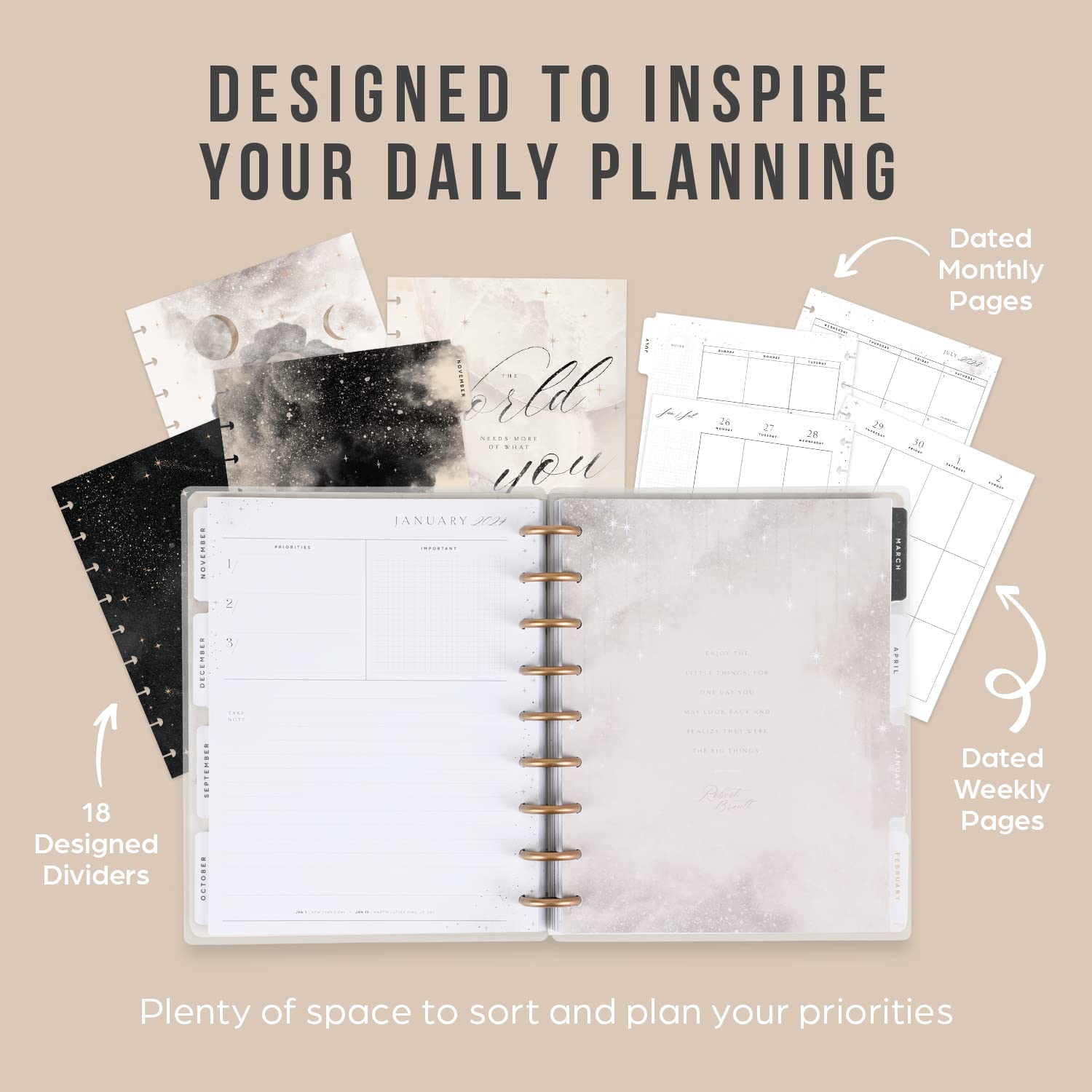NEW 18 Month Happy Planner July 2023 Dec 2024 Vertical Layout Celestial ...
