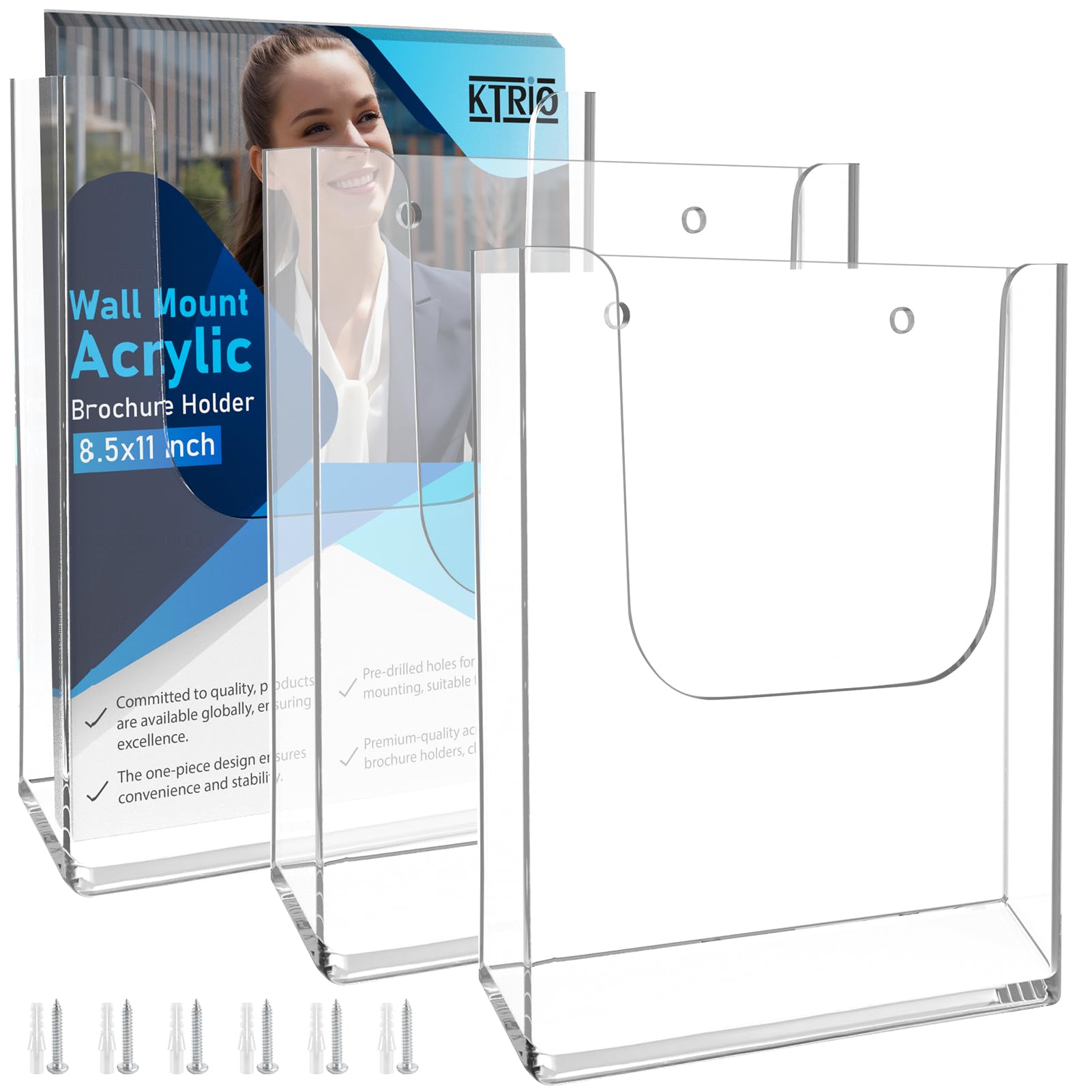 Snapklik.com : Acrylic Brochure Holder Wall Mount 8.5 X 11, Clear Wall ...