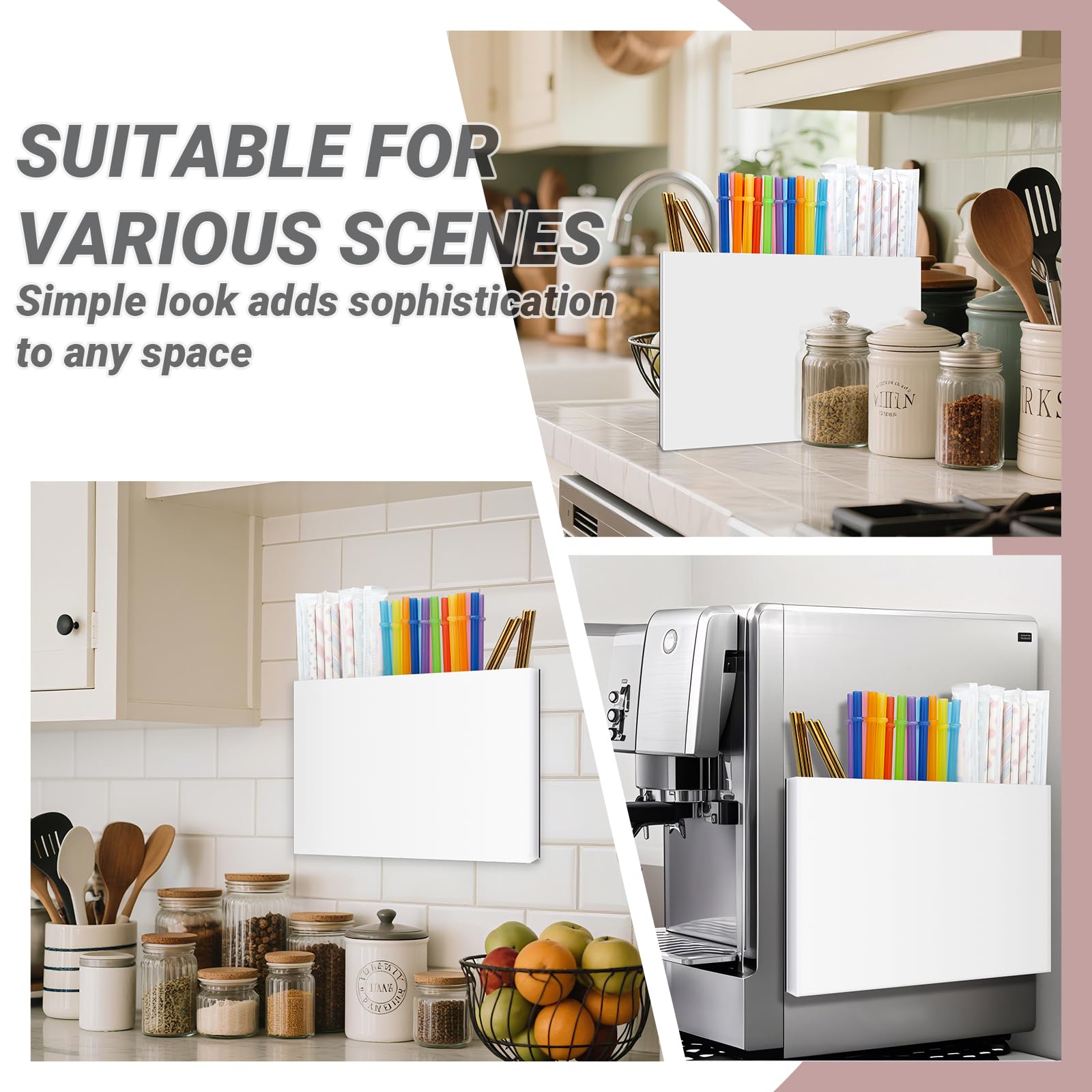 Kitchen Straw Storage Container Magnetic Straw Holder For Cabinet ...
