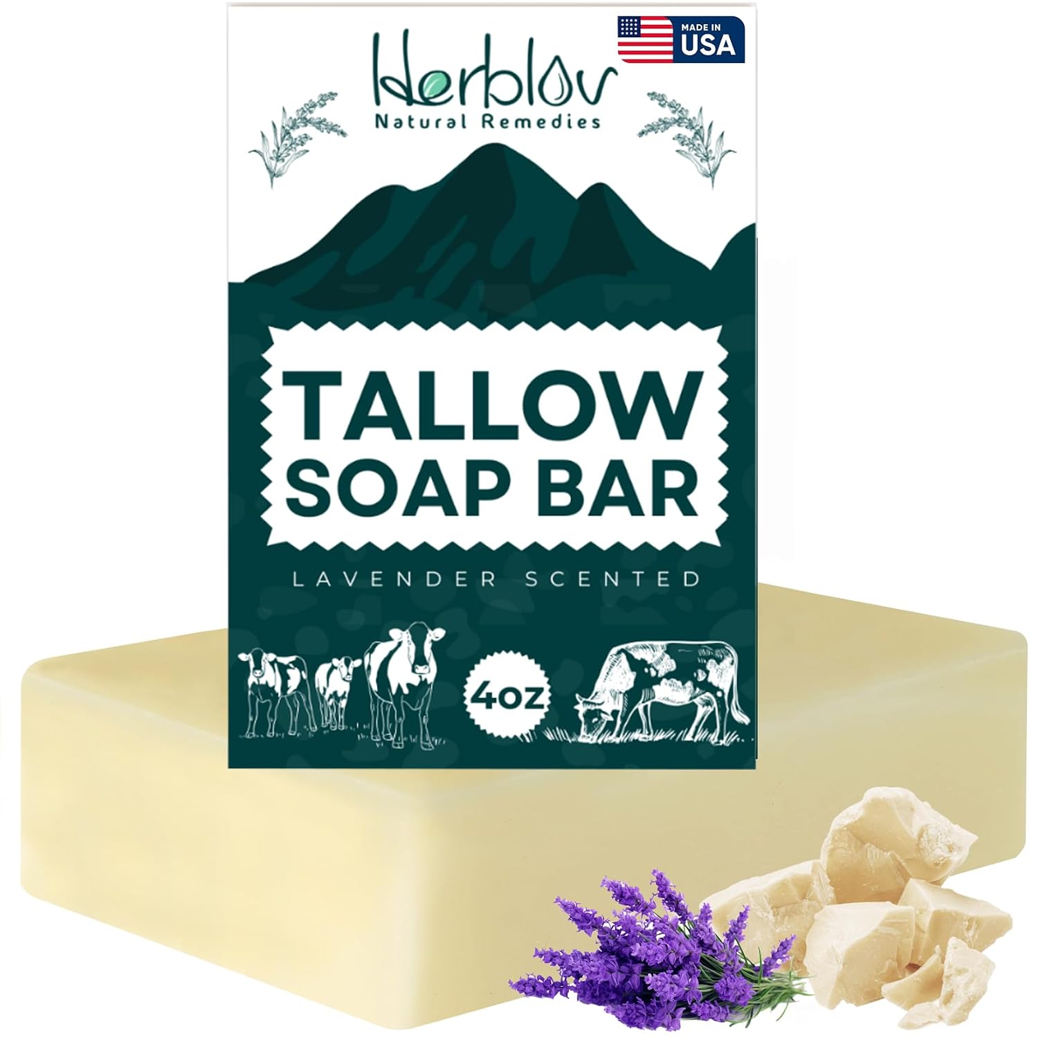 Amazon.com : Beef Tallow Soap Bar – All Natural Grass Fed Tallow Soap ...