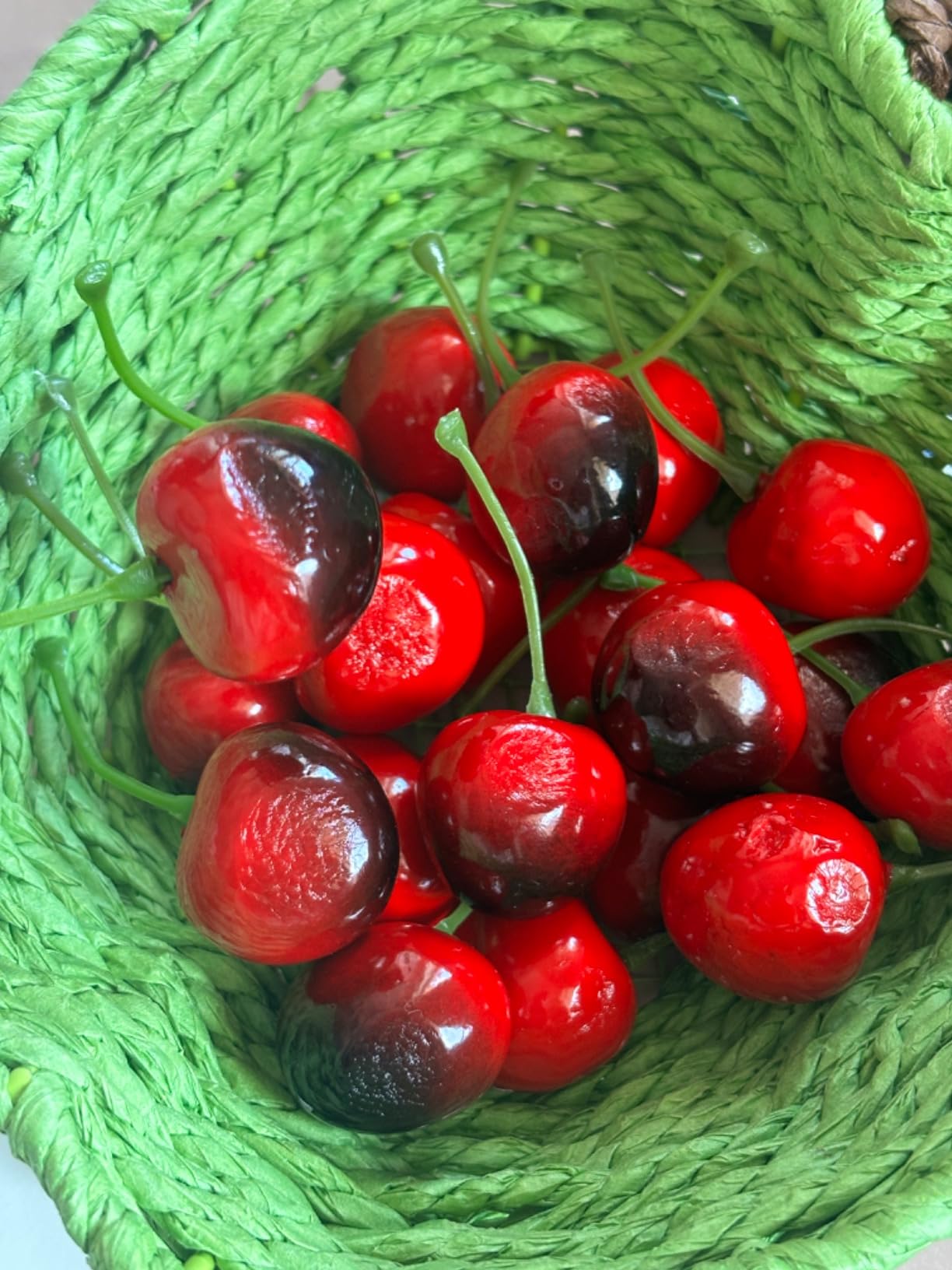 LUEYAO Artificial Cherry Fruit Fake Cherries Red Simulation Red Black ...