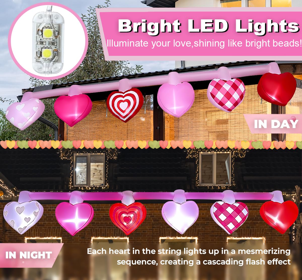 Snapklik.com : 14.7FT Long Valentines Day Inflatables Hanging Flashing ...