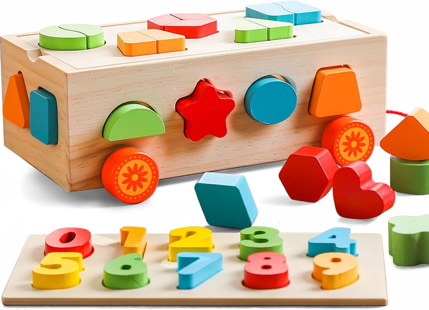 Amazon.com: GSBLUNIE Shape Sorter Toys for Toddlers, Wooden Montessori ...